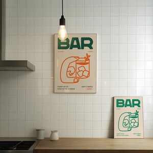 Kitchen Print Wall Art, Bar Sign, Retro Bar Print, Cocktail ...