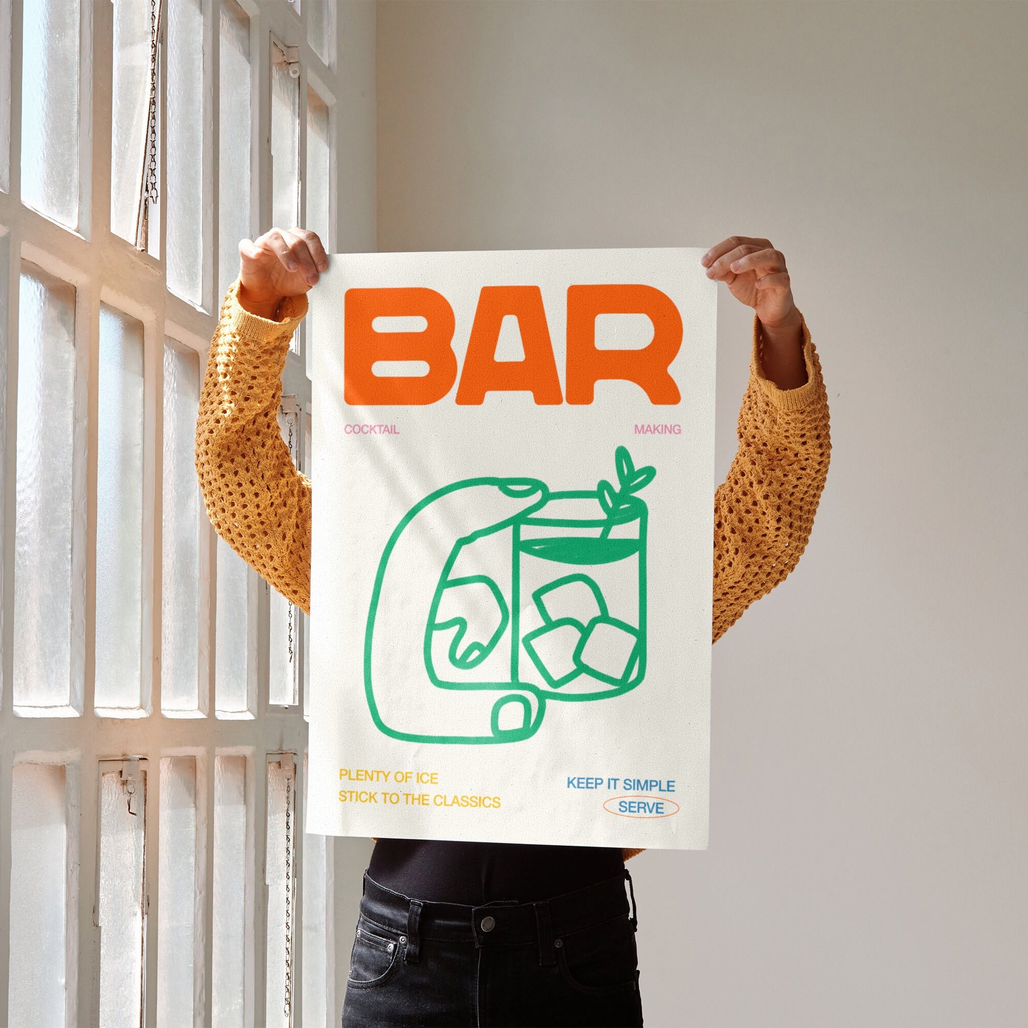 Bar Print Wall Art, Bar Sign, Kitchen Print, Cocktail Illustration ...