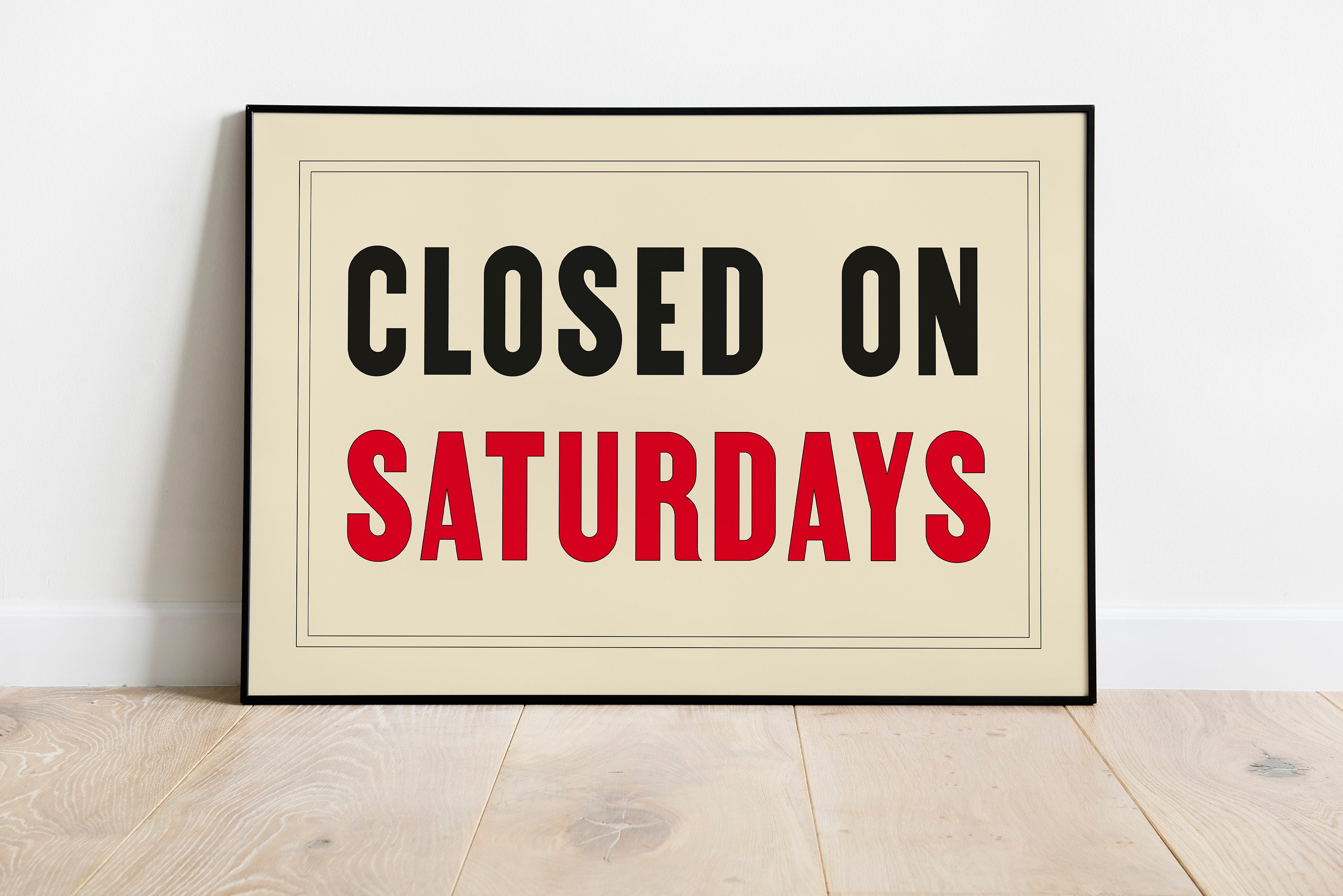 Retro Wall Art Closed on Saturdays Print Retro Shop Poster - Etsy