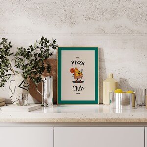 Kitchen Print, Retro Wall Art, Pizza Print Poster, Retro Cartoon Print ...