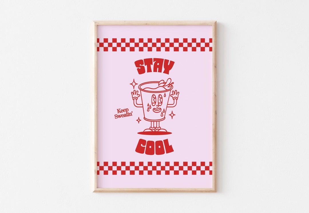 Retro Wall Art Stay Cool Poster Retro Cartoon Print Funny - Etsy