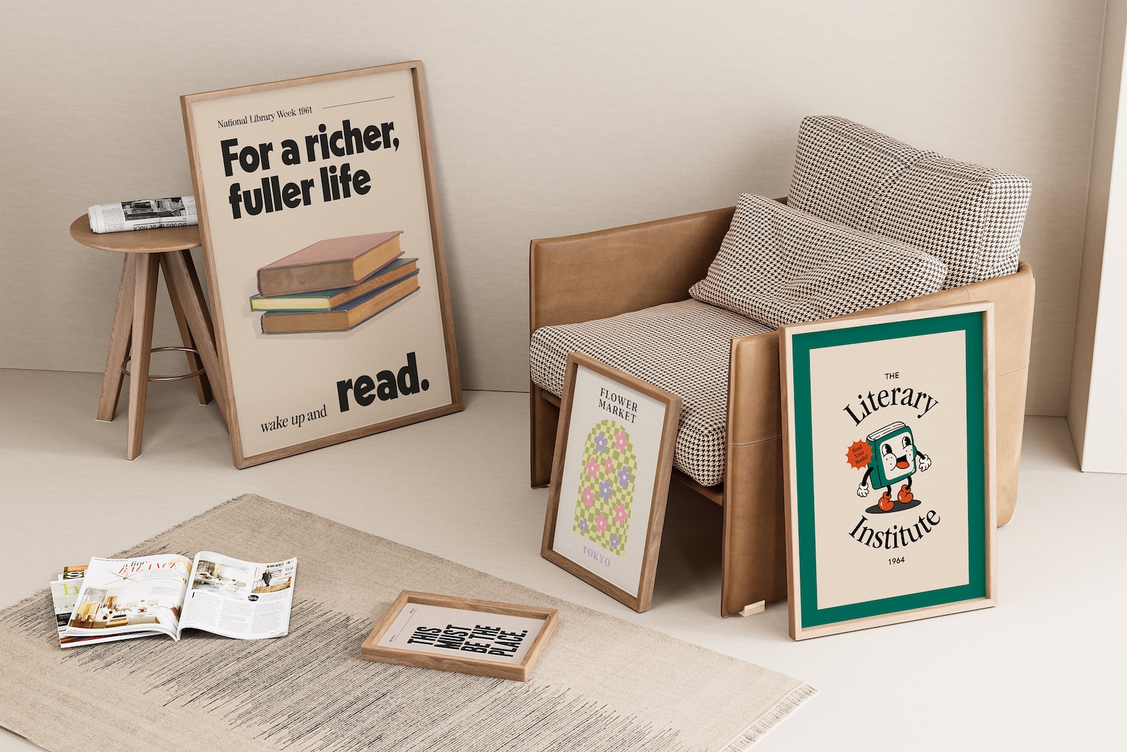 Vintage Print, Retro National Library Week Poster, Reading Wall Art ...