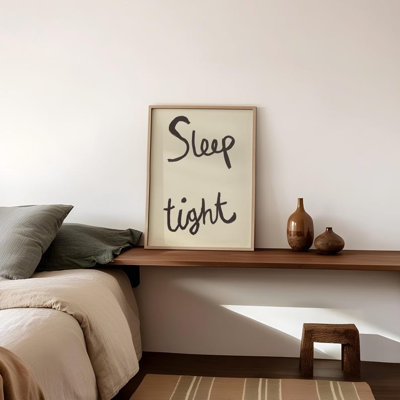 Sleep Wall Art, Bedroom Wall Art Prints, Sleep Tight Print, Retro Mid ...