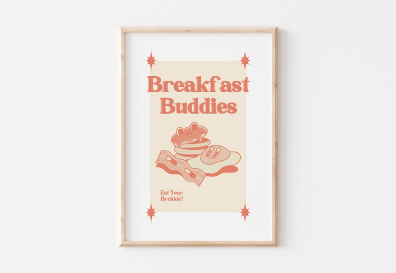 Retro Wall Art, Breakfast Buddies Poster, Retro Print, Retro Wall Decor ...