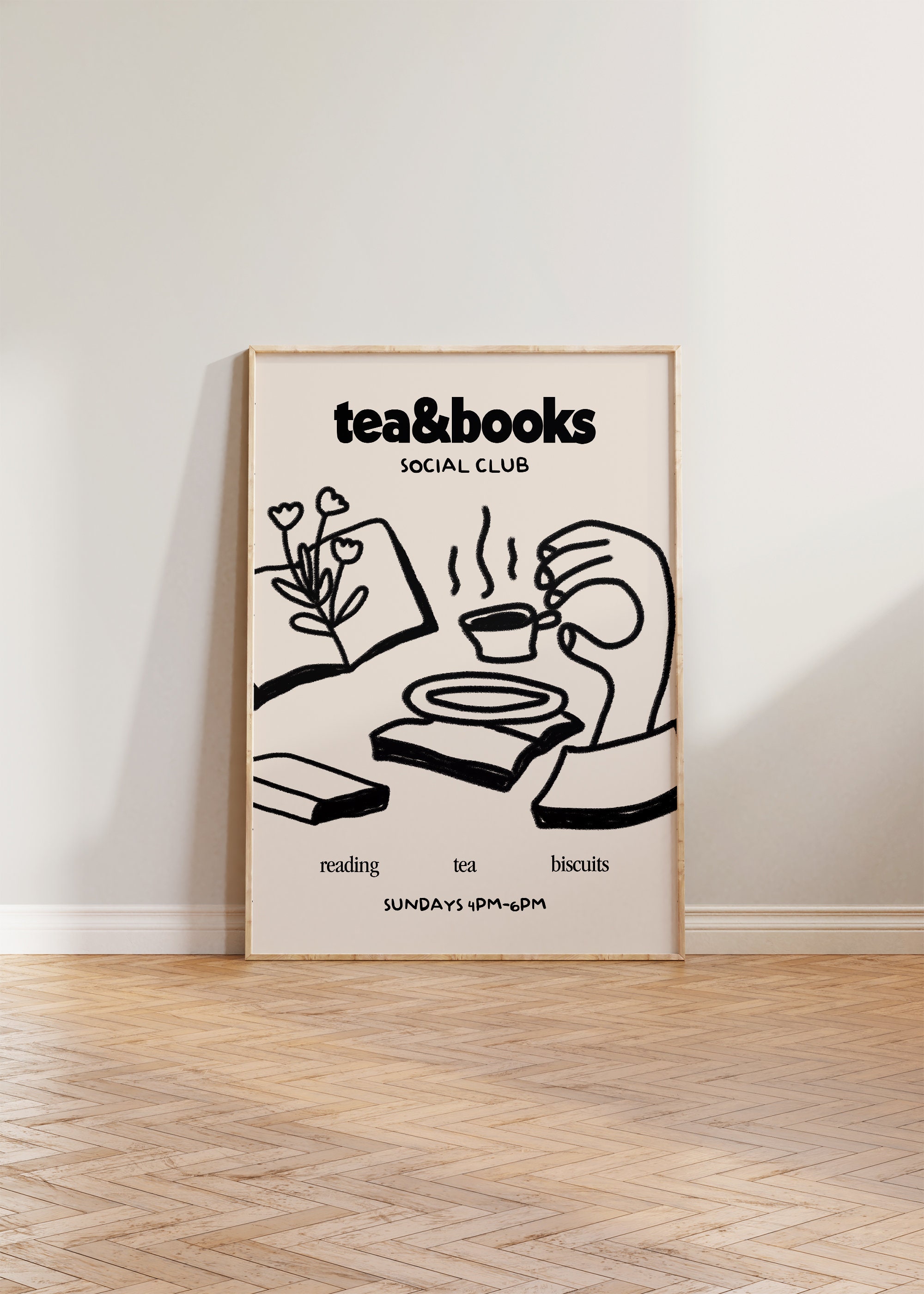 Book Wall Art, Reading Print, Gift for Readers, Hand Drawn Illustration ...