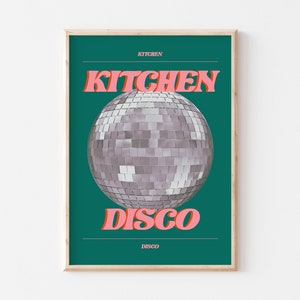 Kitchen Print, Kitchen Disco Poster, Typography Wall Art, Retro Disco ...