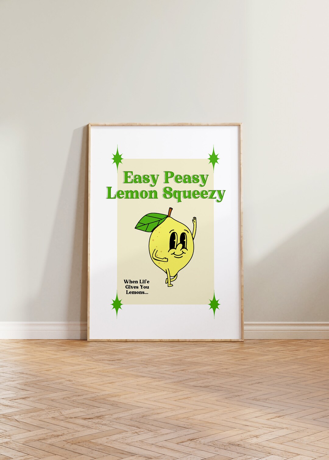 Retro Wall Art, Easy Peasy Lemon Squeezy Poster, Retro Print, Retro ...