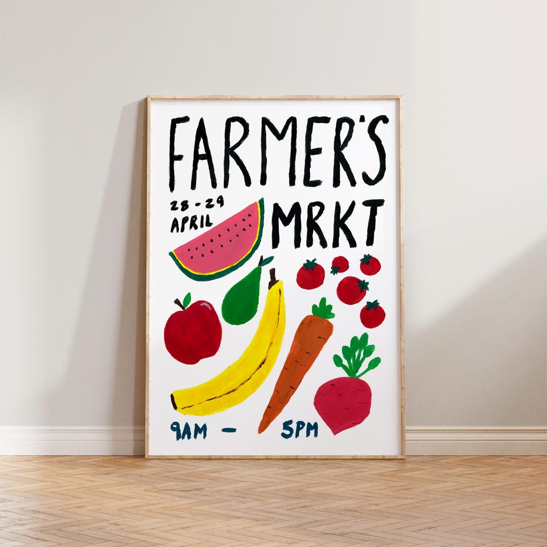 Kitchen Wall Art Print, Kitchen Poster, Farmer's Market Print ...