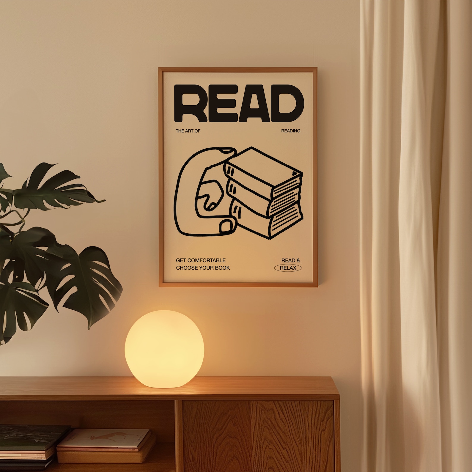 Book Print, Living Room Wall Art, Reading Illustration Wall Art, Read ...
