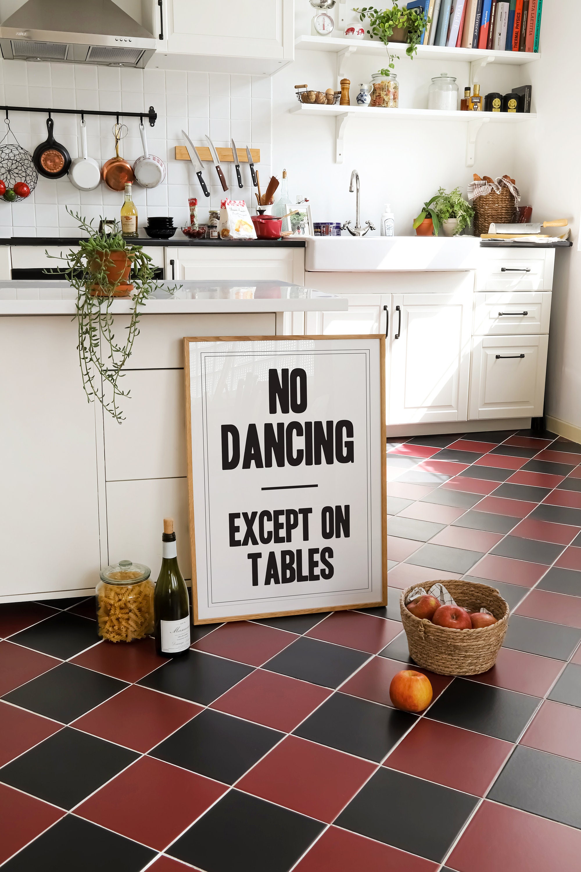 Kitchen Print, Retro Funny Poster, Food Typography Wall Art, No Dancing ...