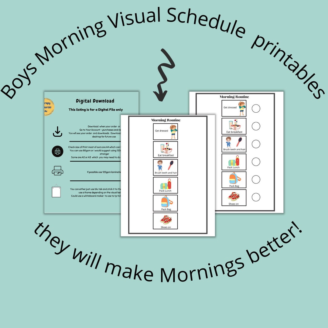 Boys Morning Routine / Visual Schedule/ Picture Sequence / Learning and ...