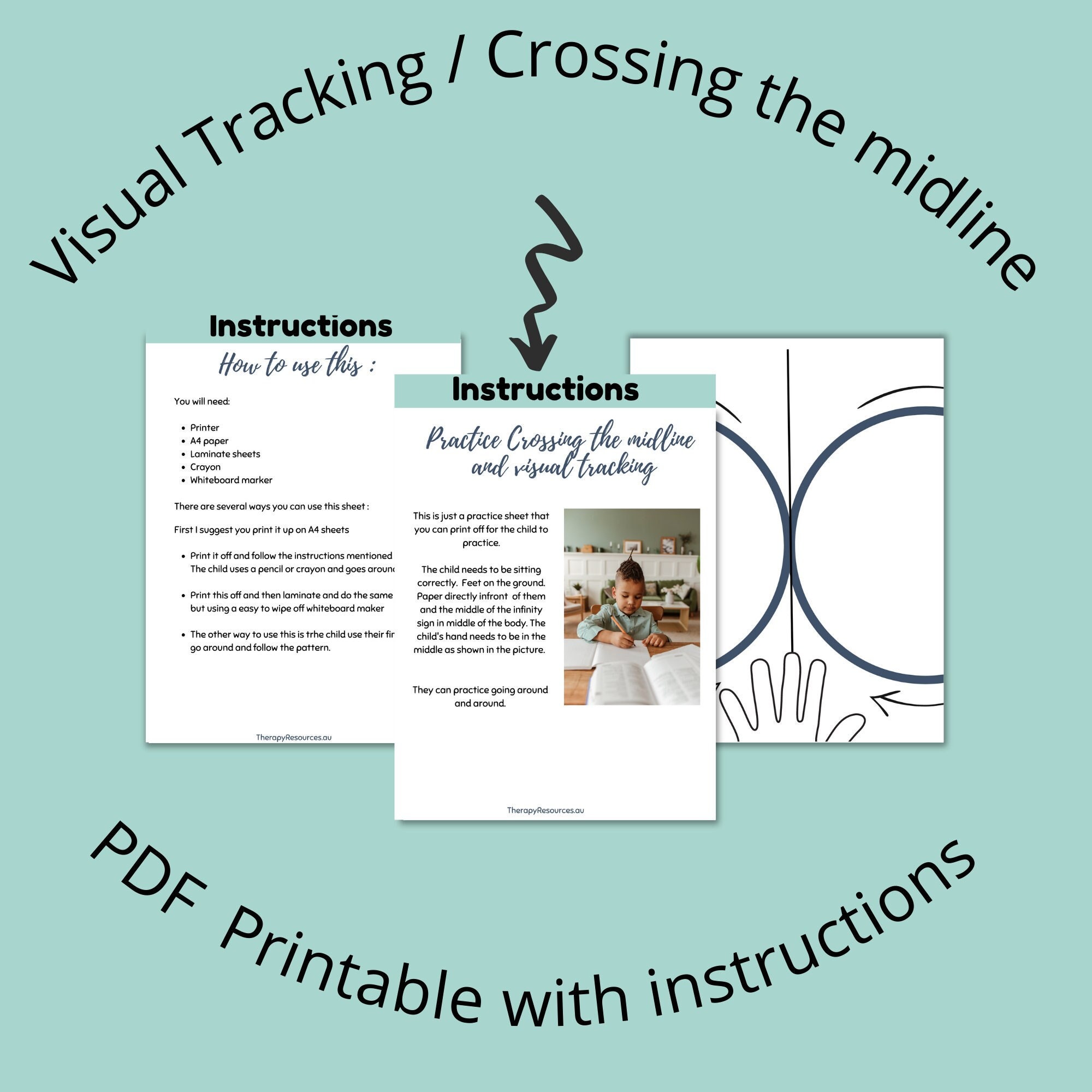 Printable Exercise Guide of Crossing the Midline/ Visual - Etsy