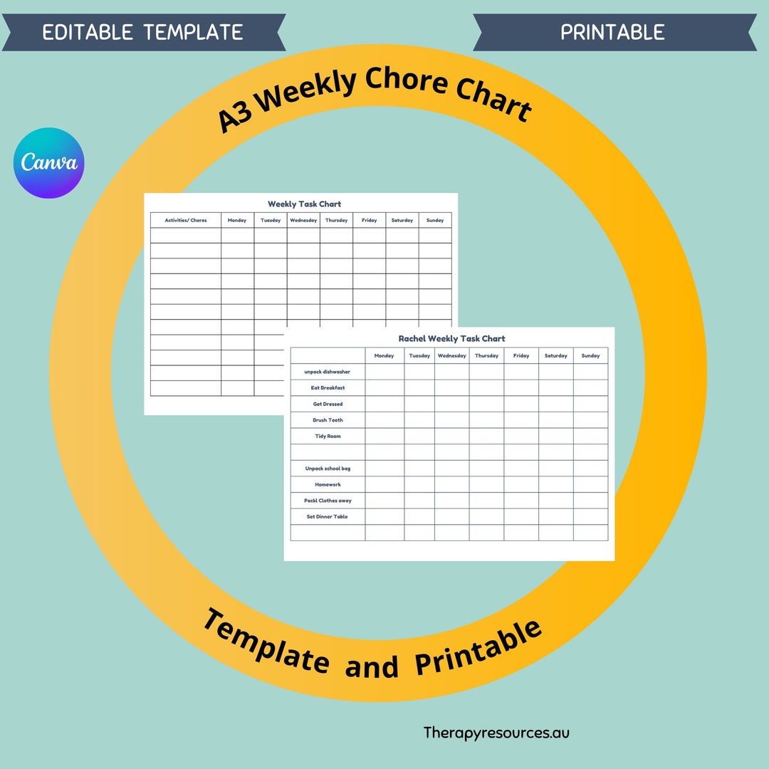 Weekly A3 Task Chart Simplify Your Life With Organized Planning DIGITAL ...