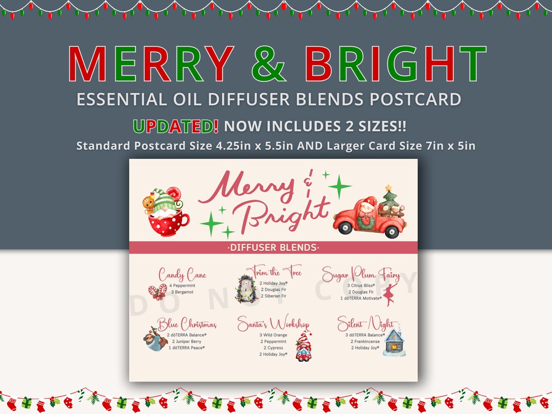 Download + Print | "merry & Bright Diffuser Blends" Cards | Diffuser ...
