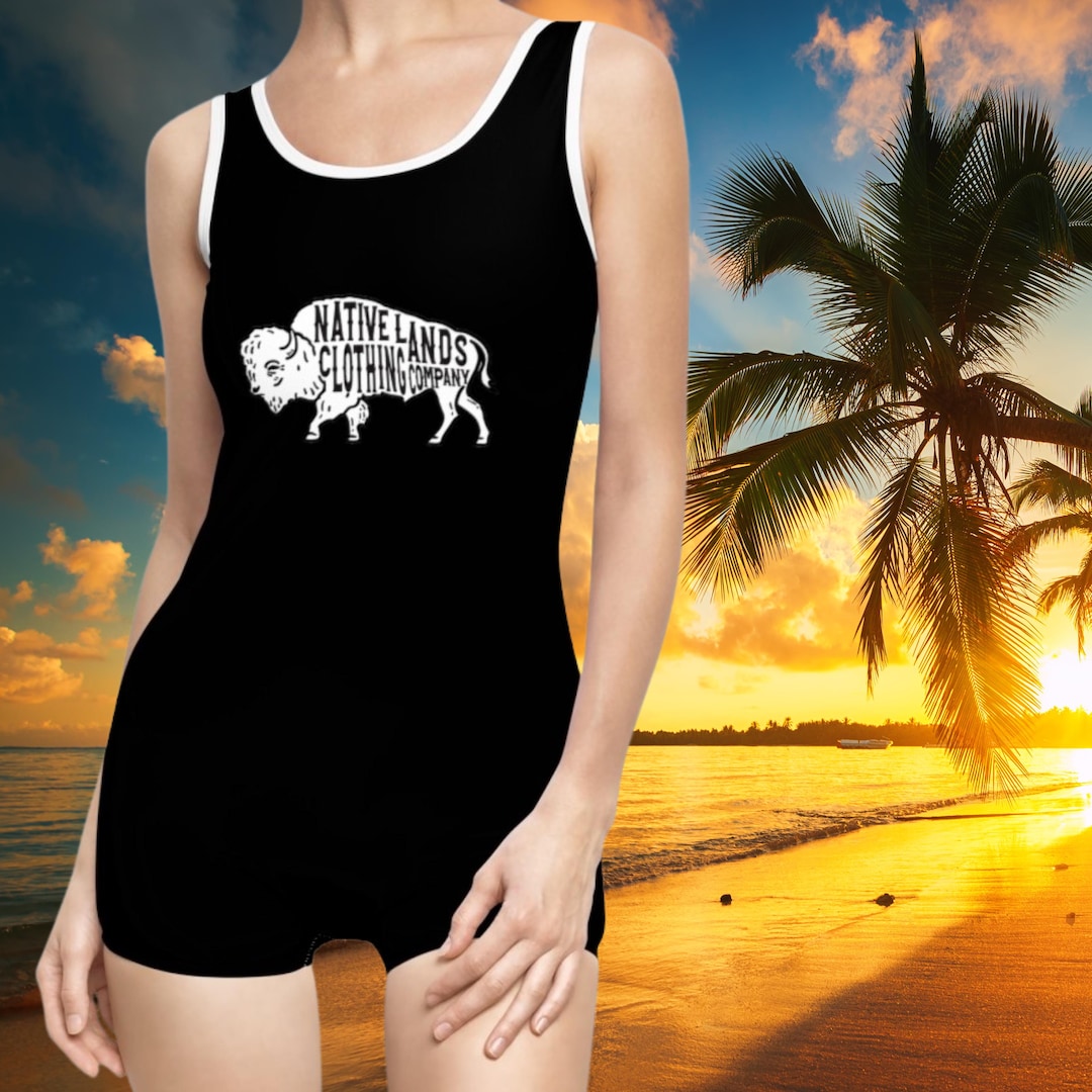 Womens One-piece Bison Swimsuit - First Nations, Canadian Aboriginal ...