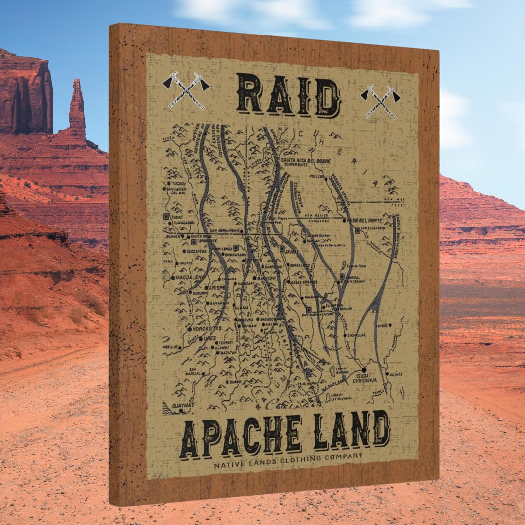 20 X 24 Apache Tribe Raid Routes Rustic Wall Art - Honoring First ...