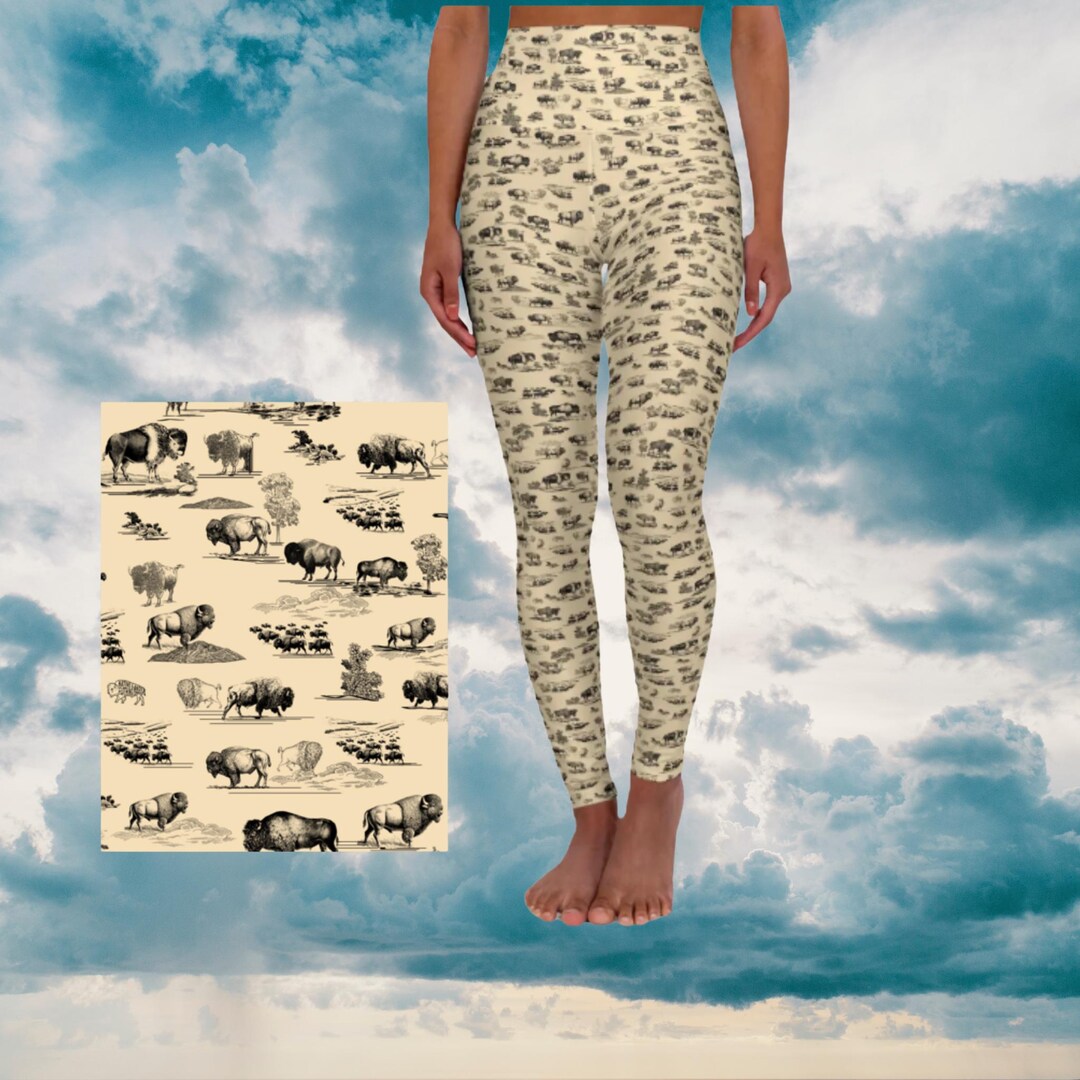 Bison Yoga Leggings, First Nations High Waist Athletic Pants, Canadian ...