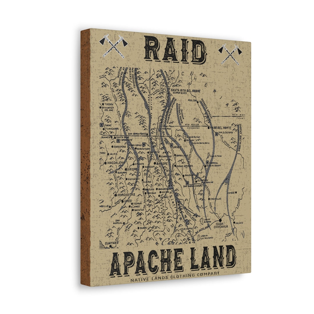 11 X 14 Apache Tribe Raid Routes Canvas Gallery Wrap First Nations ...
