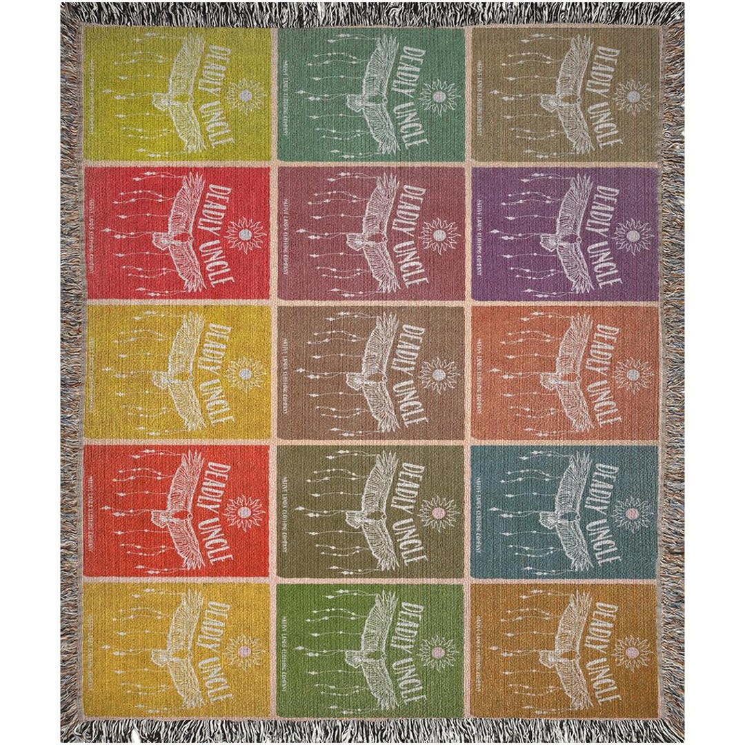 Deadly Uncle Woven Cotton Blanket First Nations Canadian Aboriginal ...