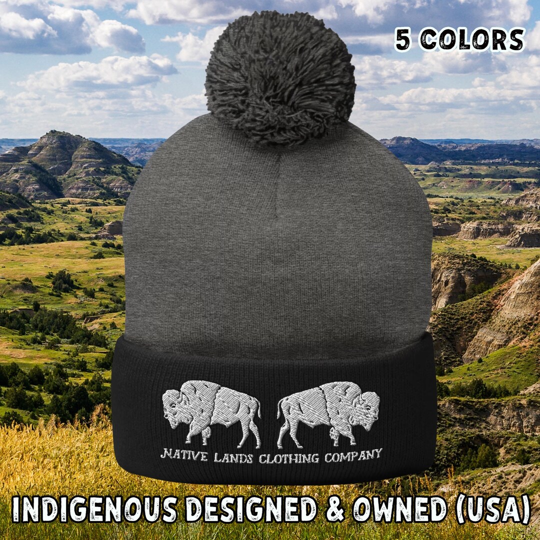Bisons Embroidered Pom-pom Beanie - Honoring First Nations, Inuit ...
