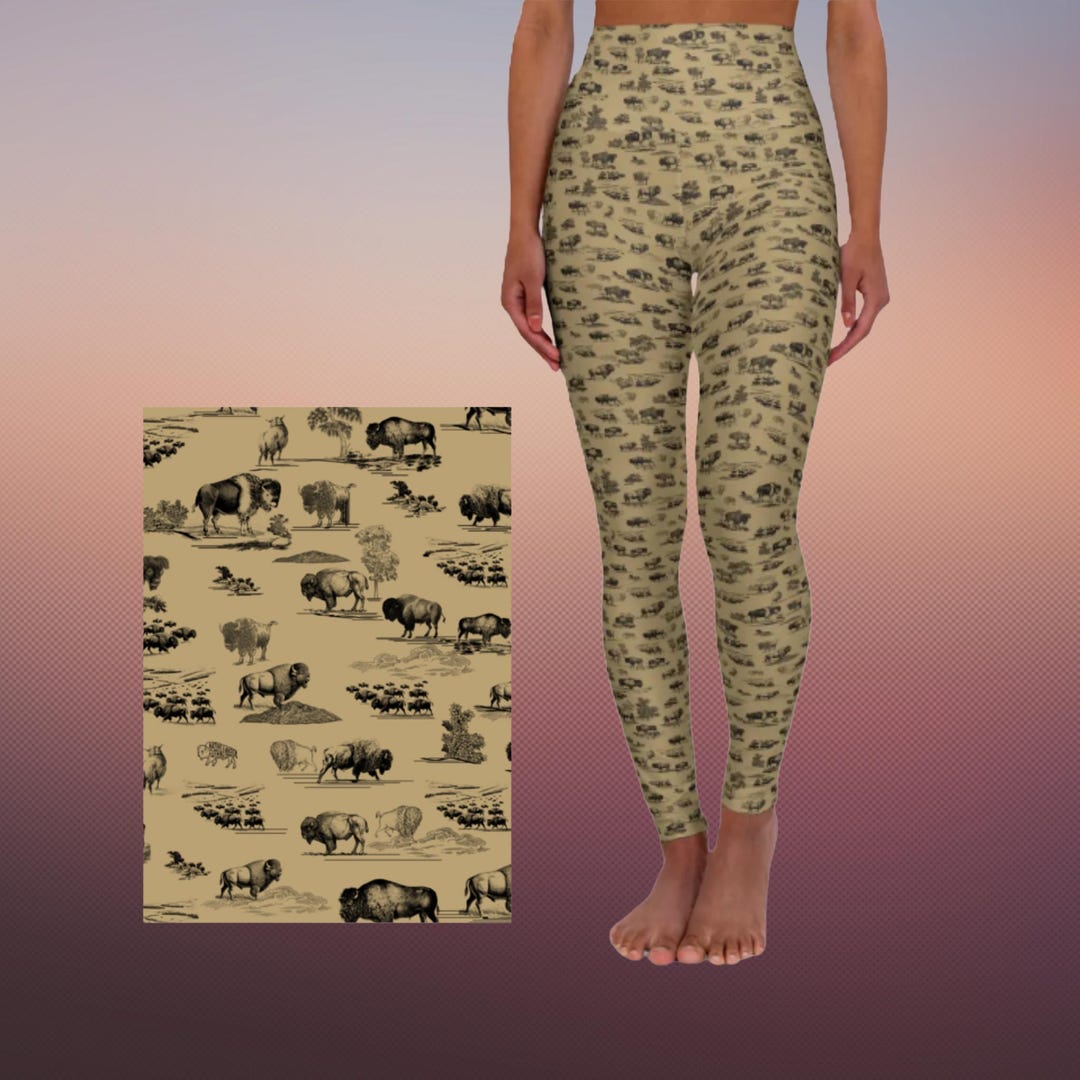 Bison Yoga Leggings, First Nations High Waist Athletic Pants, Canadian ...