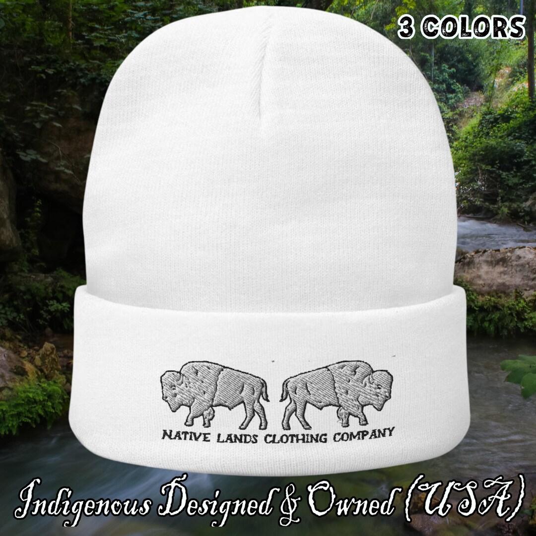 Bison Embroidered Knit Otto Beanie - Honoring First Nations, Inuit ...