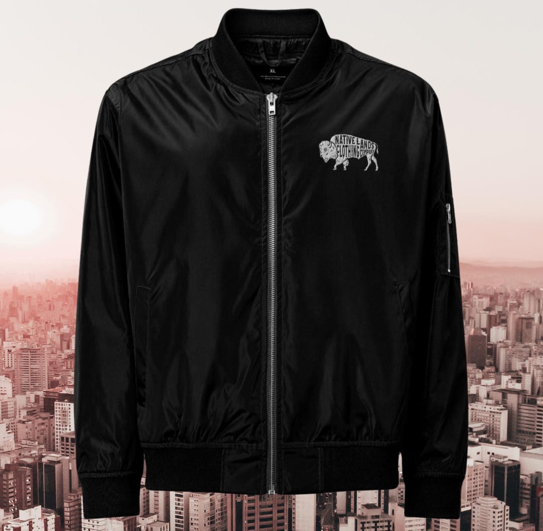 Bison Bomber Jacket Premium Recycled Embroidered - First Nations ...