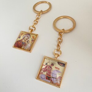 Religious Keyring/keychain: Gold Metal Plated Orthodox Holy Mother ...