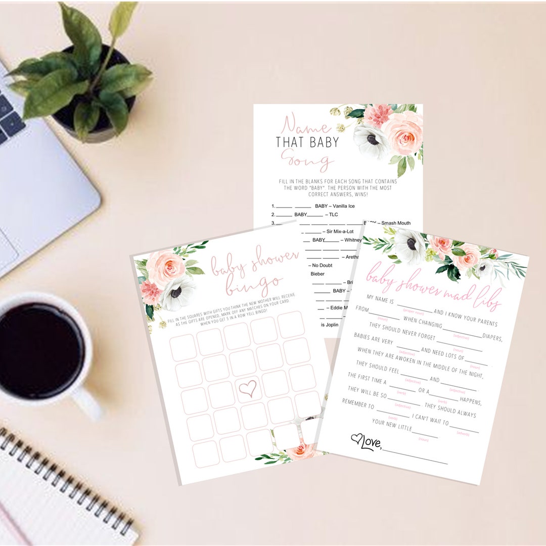 Floral Baby Shower Games - 3 Pack - Digital Downloads - Etsy