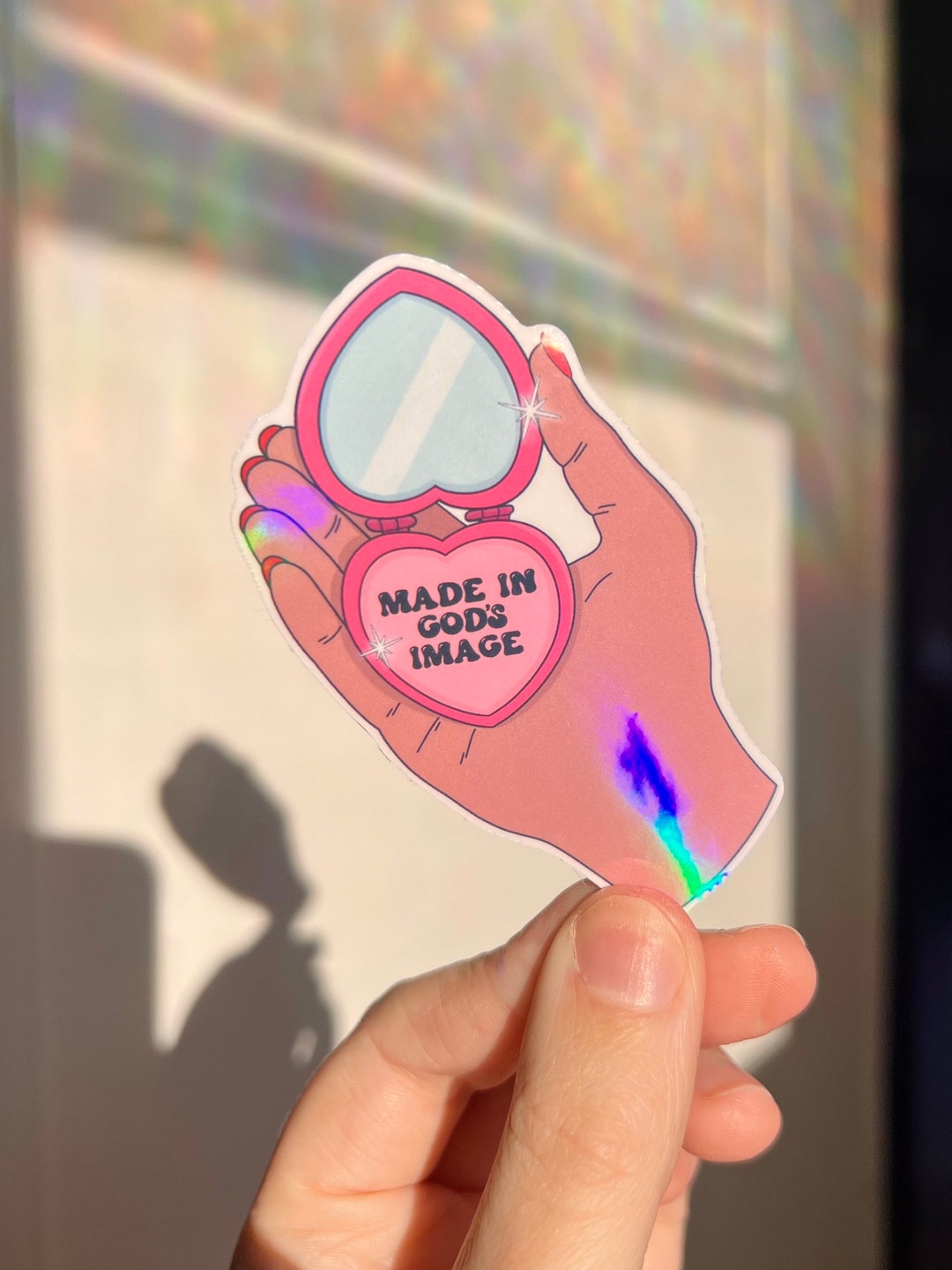 Made in Gods Image Sticker Compact Mirror Sticker Christian Girl ...