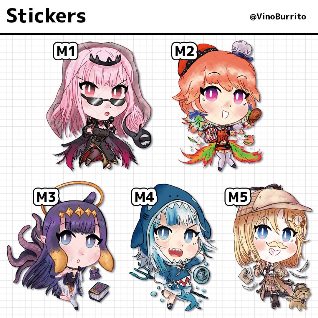 Holomyth Calli Kiara Ina Gura Ame Stickers - Etsy