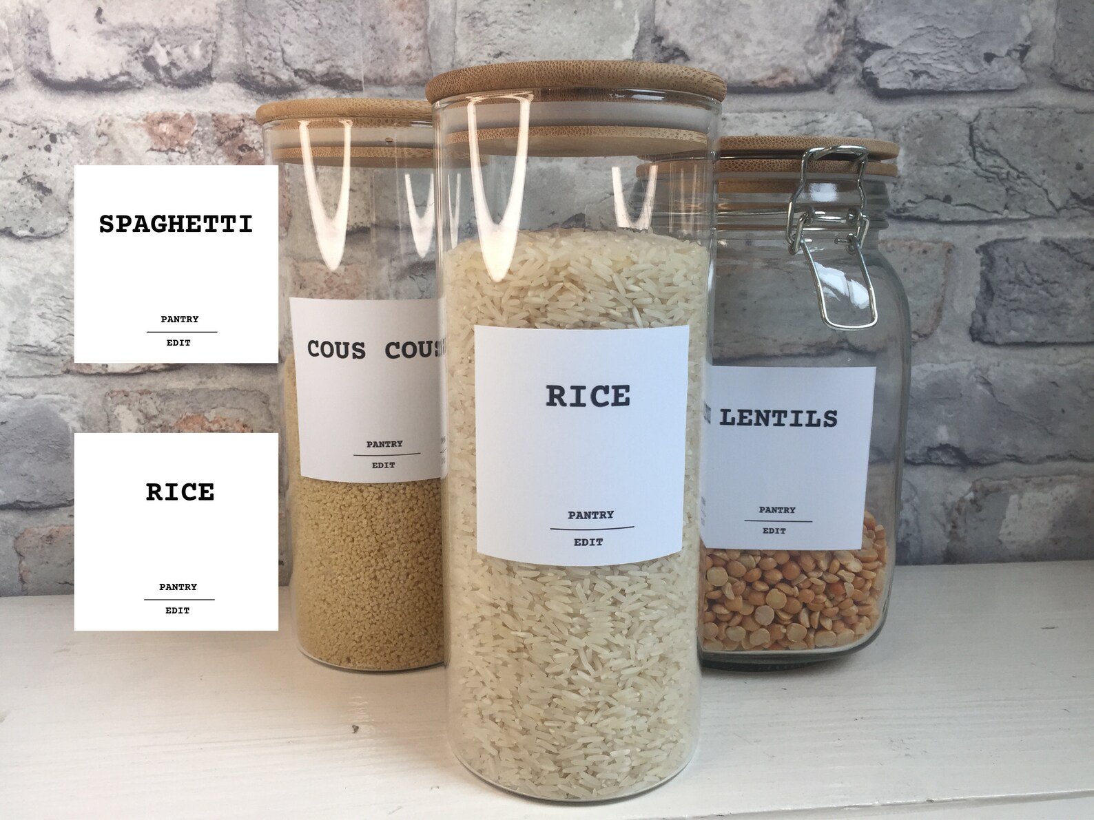 Square Pantry Sticker Label | Retro Font | Wipeable | Jars Label, Food ...