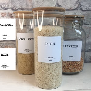 Square Pantry Sticker Label | Retro Font | Wipeable | Jars Label, Food ...