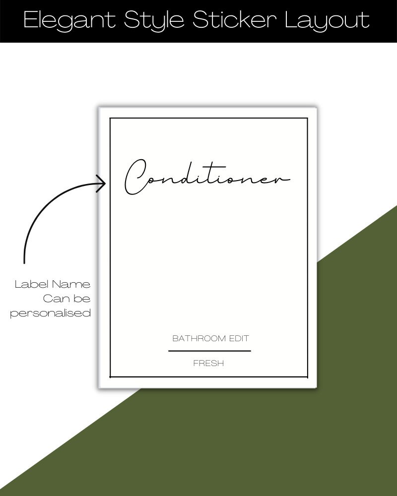 Bathroom Organisation Sticker Label White Rectangular Elegant Style ...