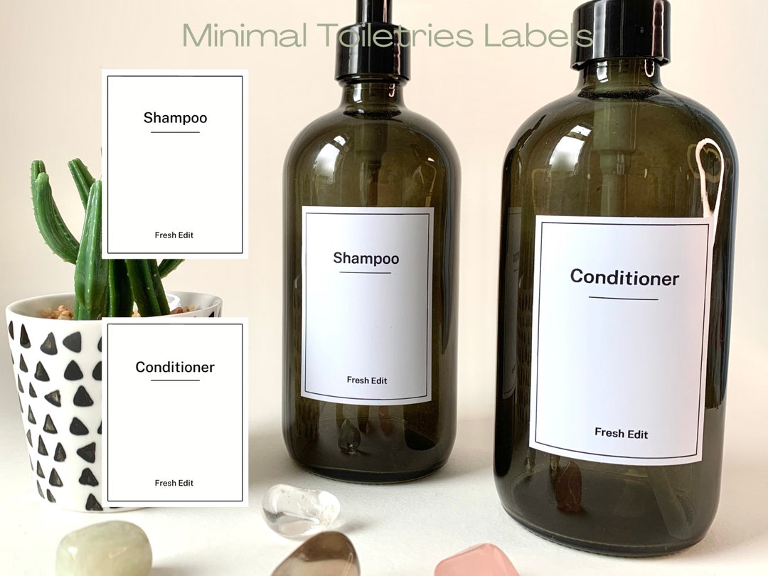 Modern Minimal Bathroom Bottle Sticker Label Bundle - White Rectangular ...