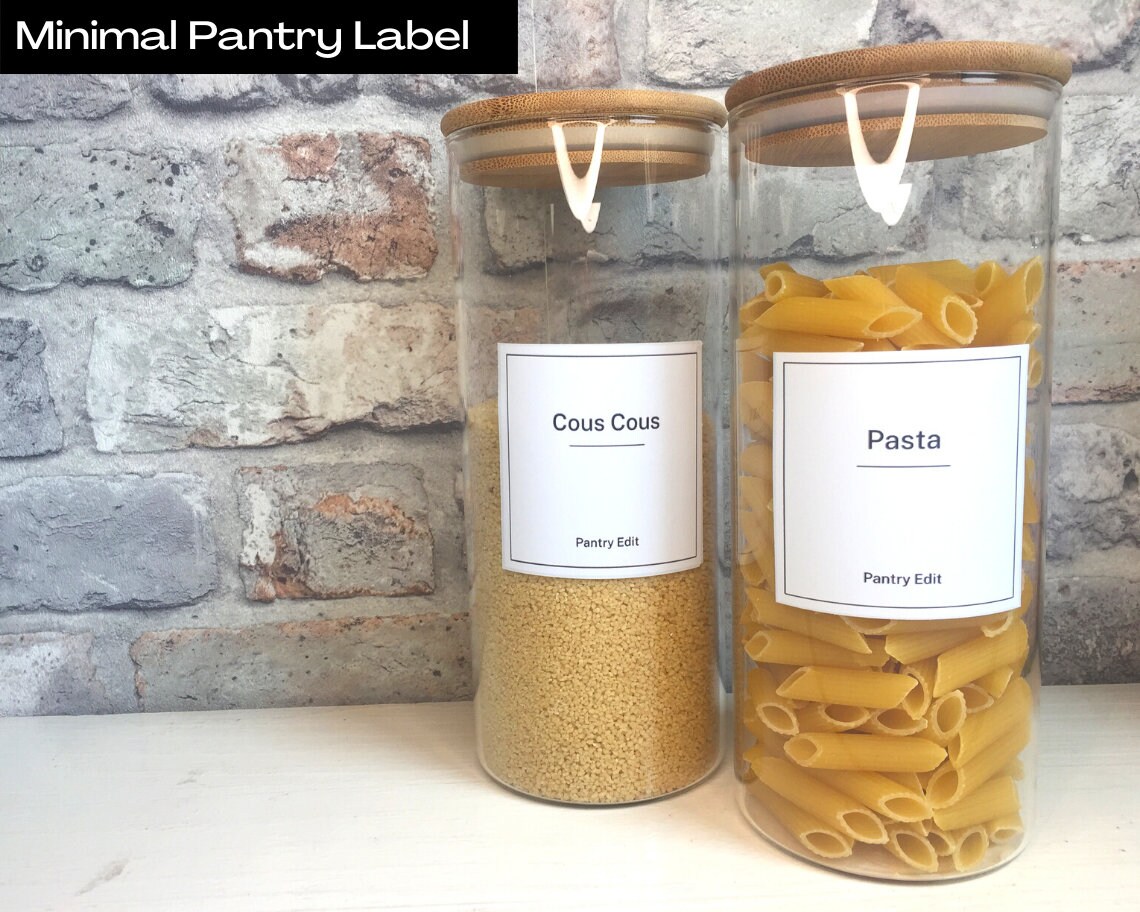Modern Minimal Square Pantry Sticker Label Wipeable Jars - Etsy