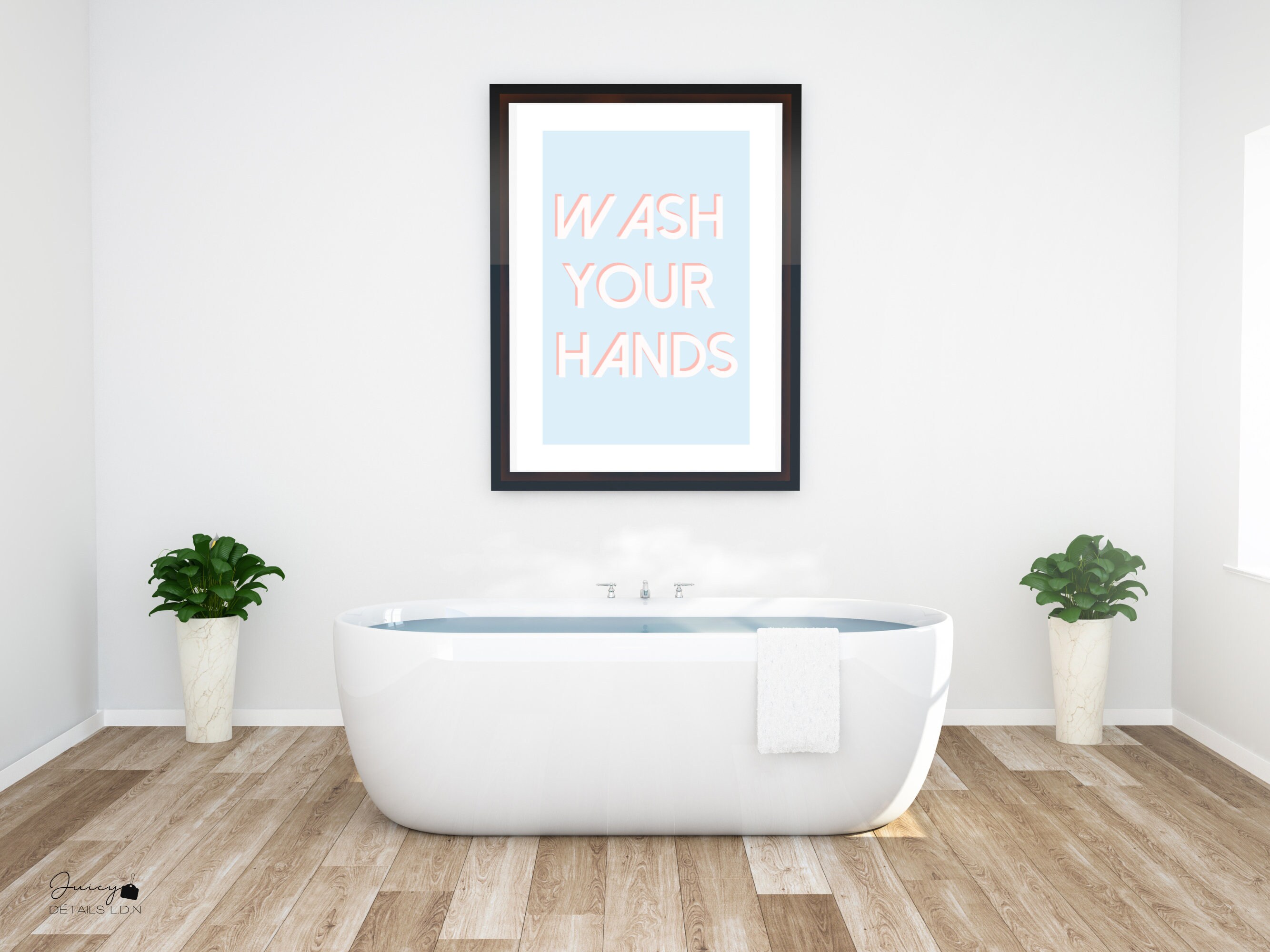 Graphic Print "wash Your Hands" Bathroom or Cloakroom Poster ...