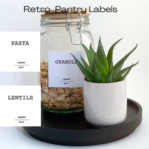 Square Pantry Sticker Label | Retro Font | Wipeable | Jars Label, Food ...