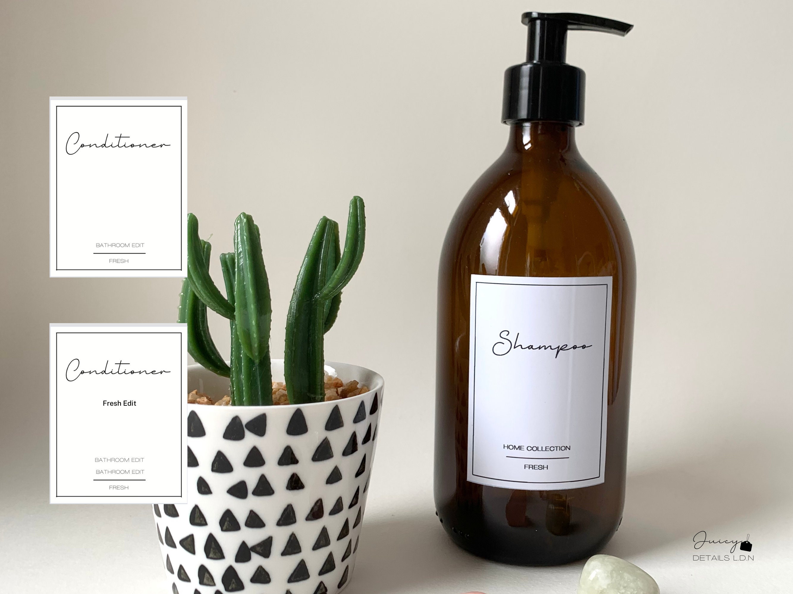 Bathroom Organisation Sticker Label White Rectangular Elegant Style ...