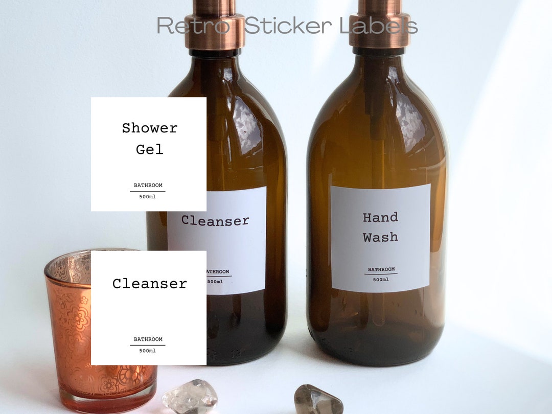 Customisable Wipeable Bathroom Sticker Label | White Square Retro ...