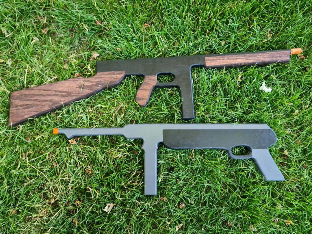 Wooden Set of Two Toy Guns Thompson Submachine German MP 40 Gun Prop ...