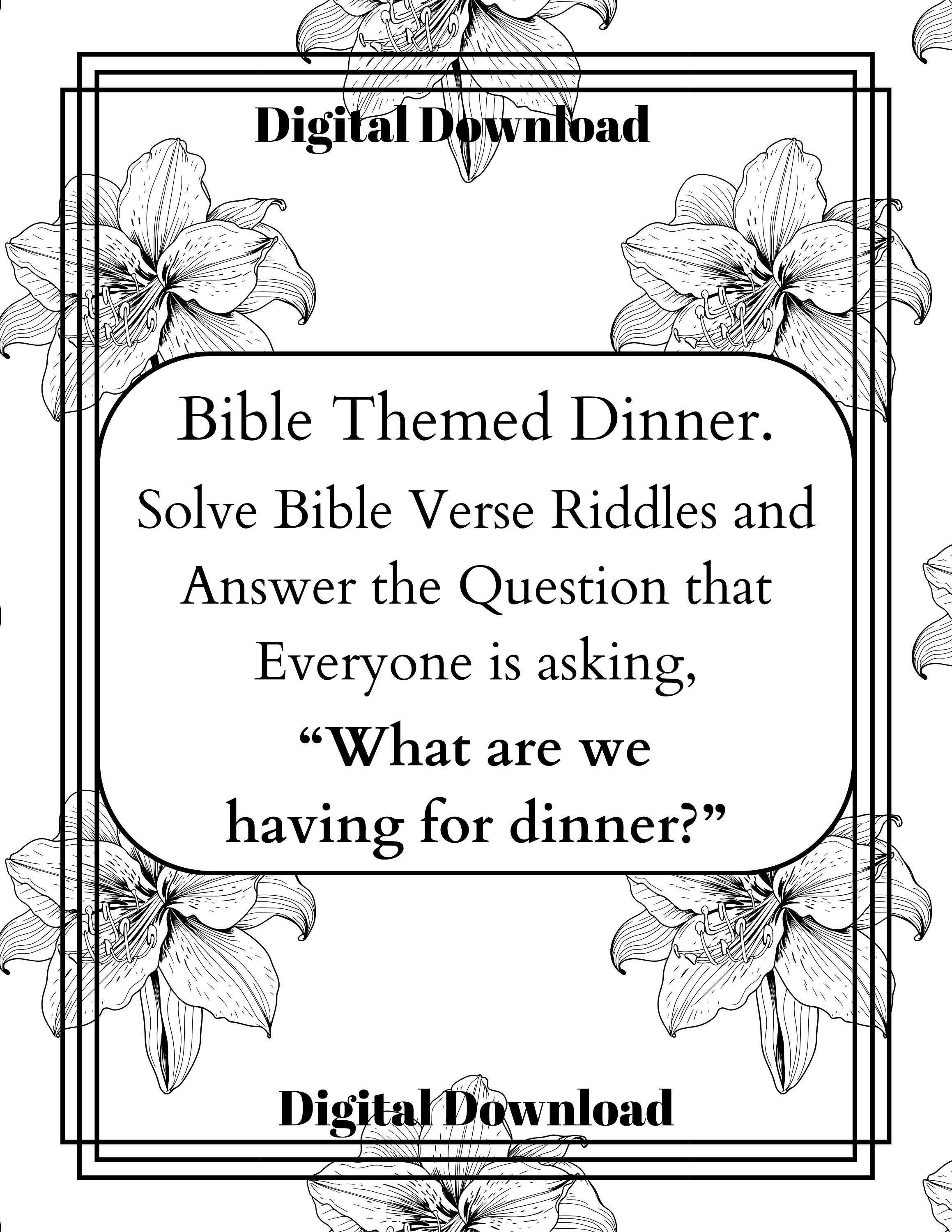 Bible Verse Themed Riddle Dinner Party, Church Activity Themed Banquet ...