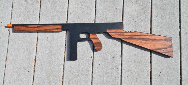 Wooden Set of Two Toy Guns Thompson Submachine German MP 40 Gun Prop ...