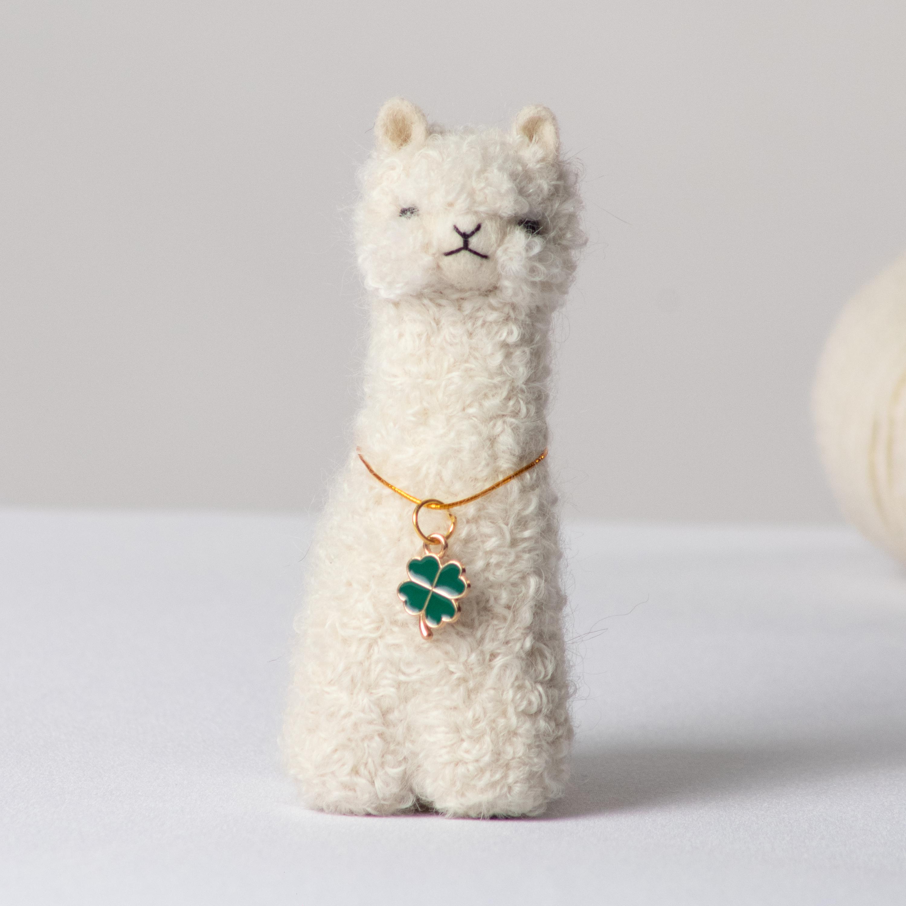 Mini Felted Alpaca With 4-leaf Clover Charm – St. Patrick’s Day Decor ...