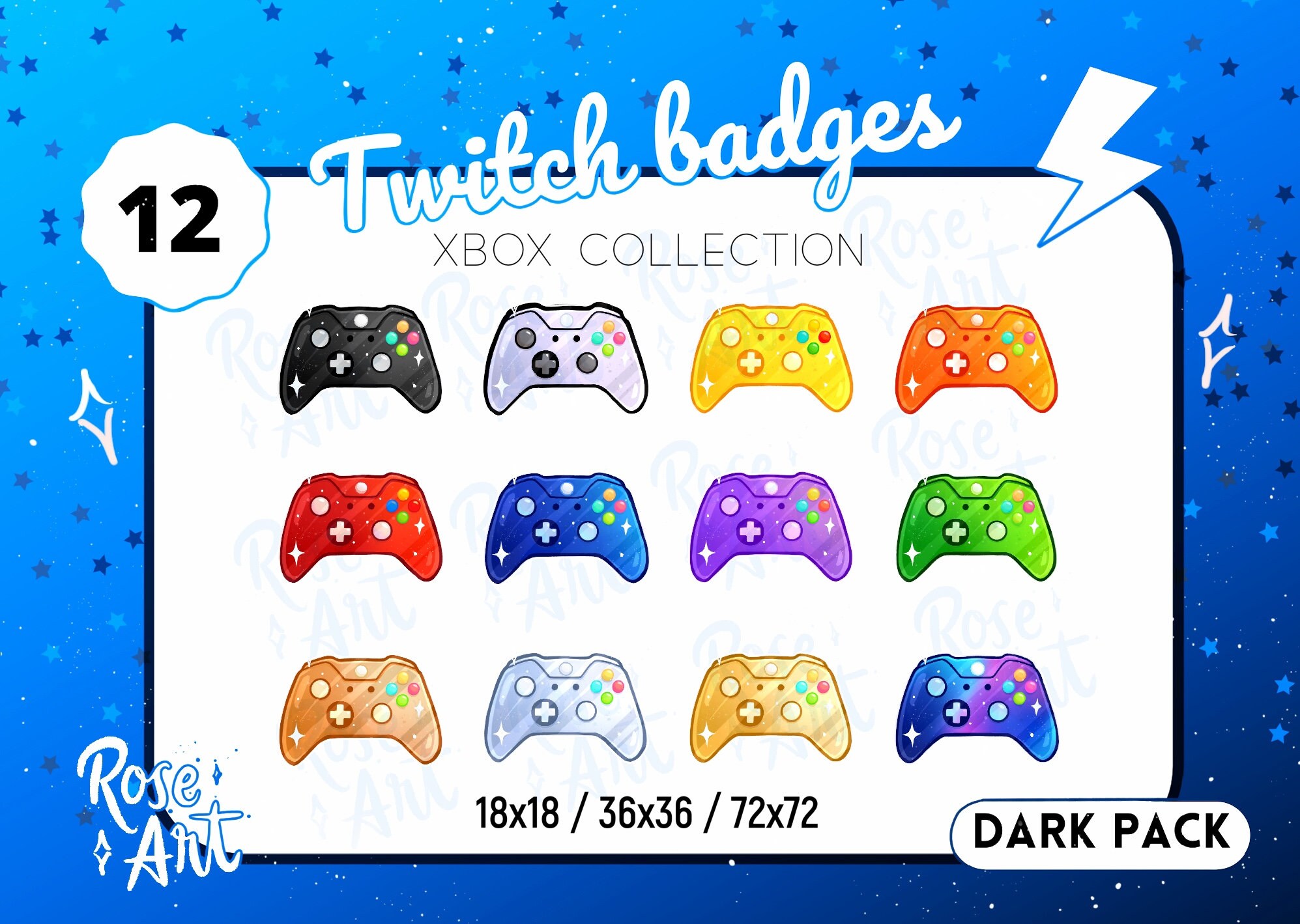 Twitch Sub/bit Badges "xbox Collection" Dark Pack - Xbox Controller ...