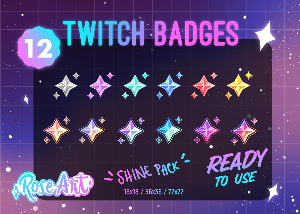 Twitch Sub/bit Badges "shine Pack" - Stars - Sparkles - Streamer ...