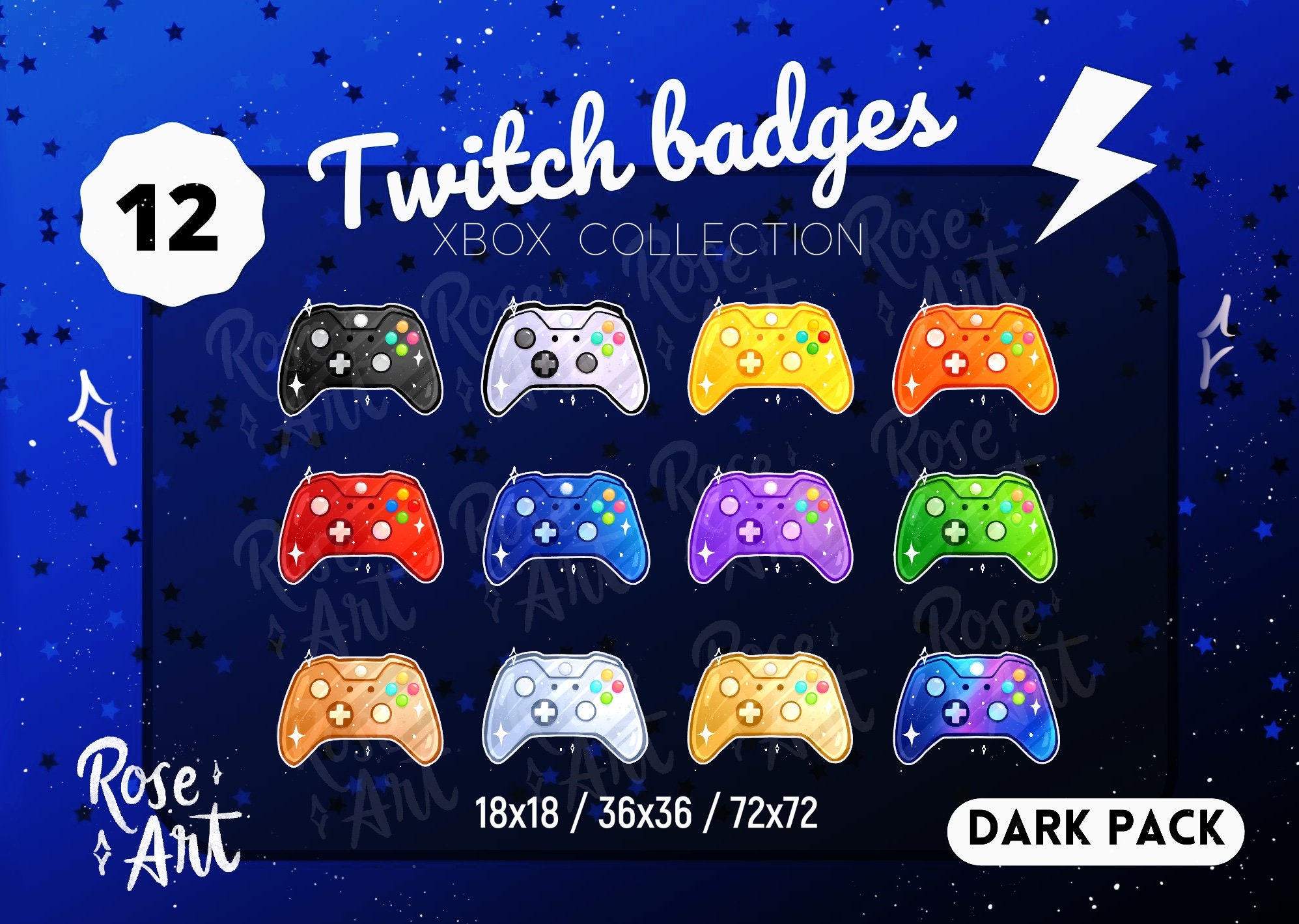 Twitch Sub/bit Badges "xbox Collection" Dark Pack - Xbox Controller ...