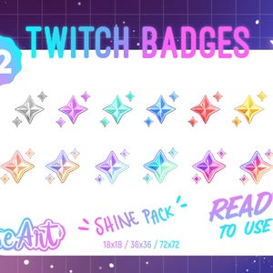 Twitch Sub/bit Badges "shine Pack" - Stars - Sparkles - Streamer ...