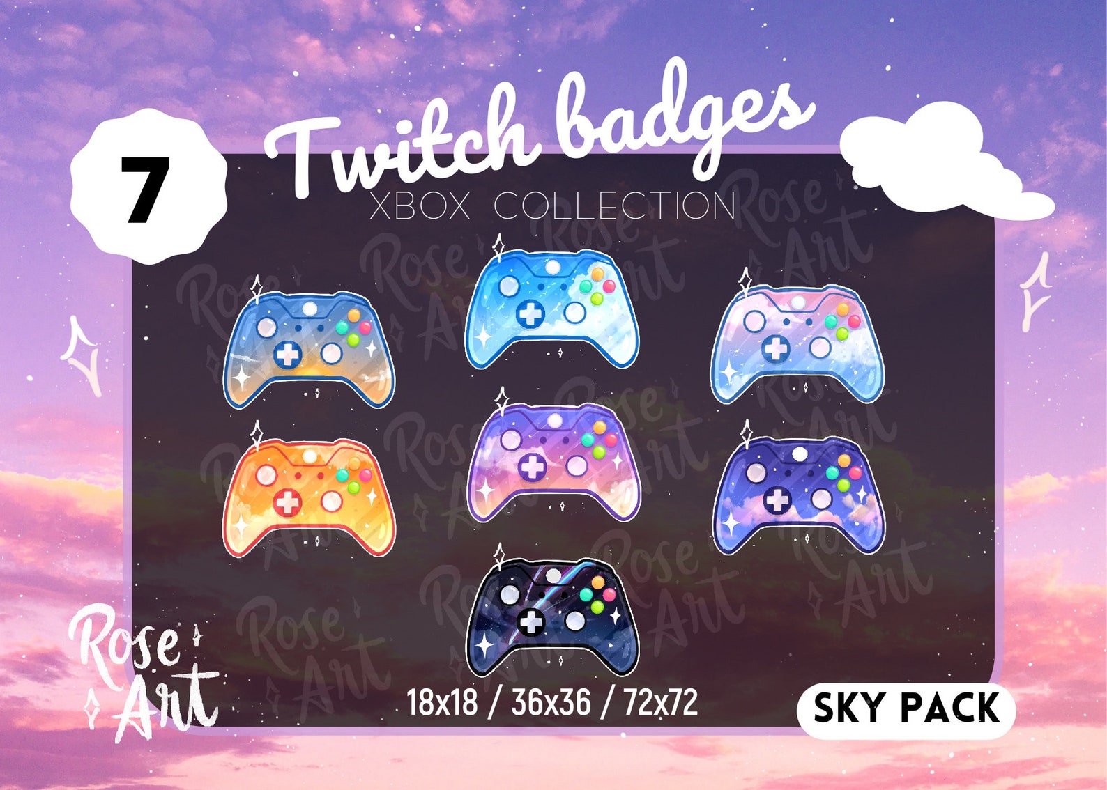 Twitch Sub/bit Badges "xbox Collection" Sky Pack - Xbox Controller ...