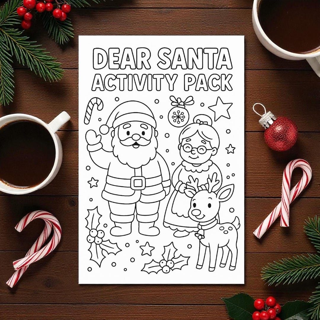 Printable Letter to Santa Activity Pack – 9-page Colour-in Christmas ...
